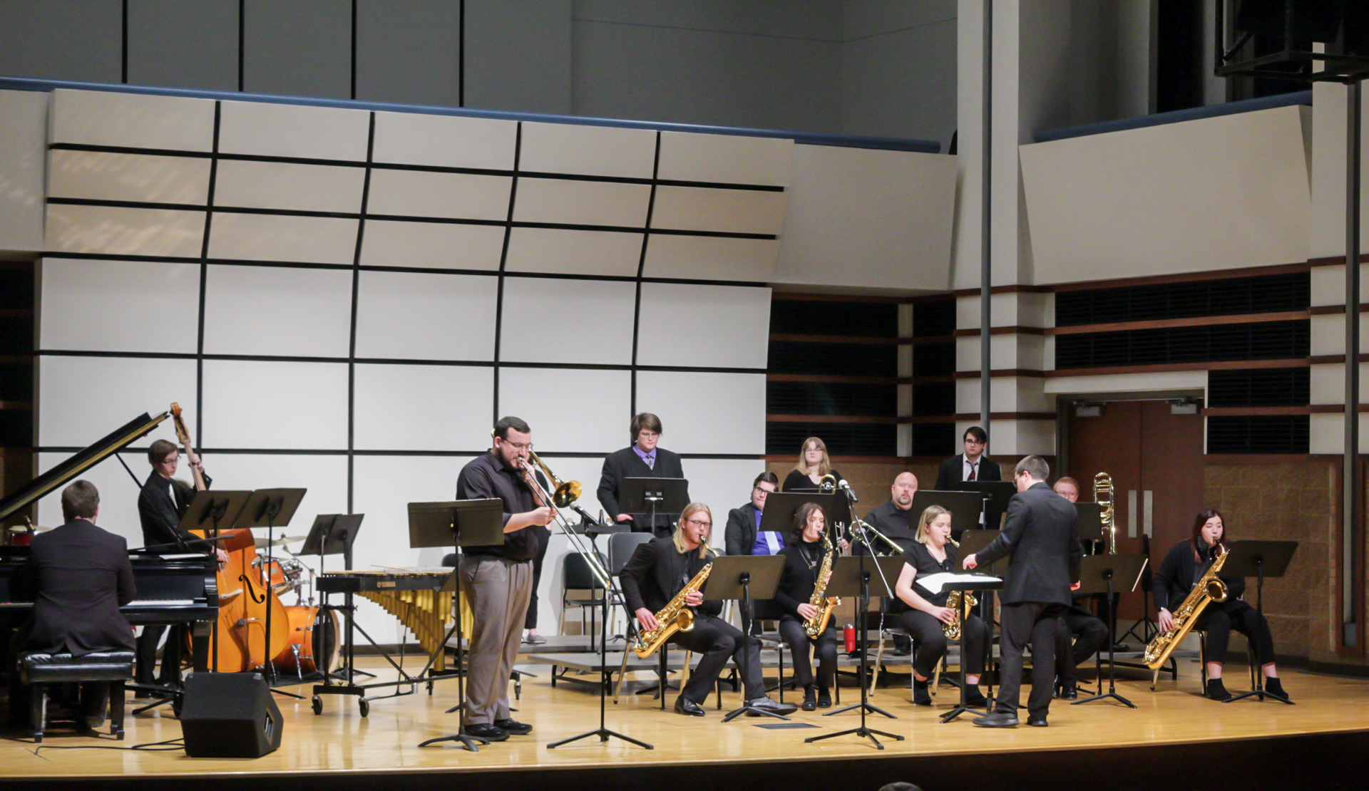 Guest trombonist Austin Seybert collaborates with SVSU Jazz Ensemble